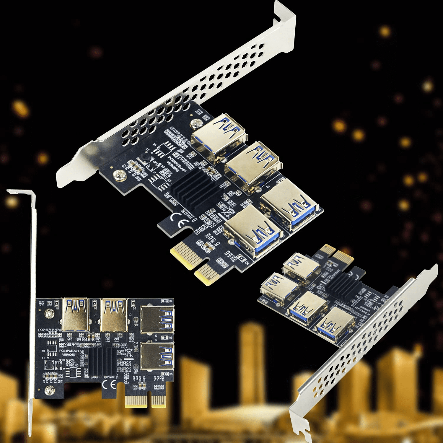 1 Set PCI Express Multiplier Riser Card PCIE 1 to 4 PCI-Express Riser ...