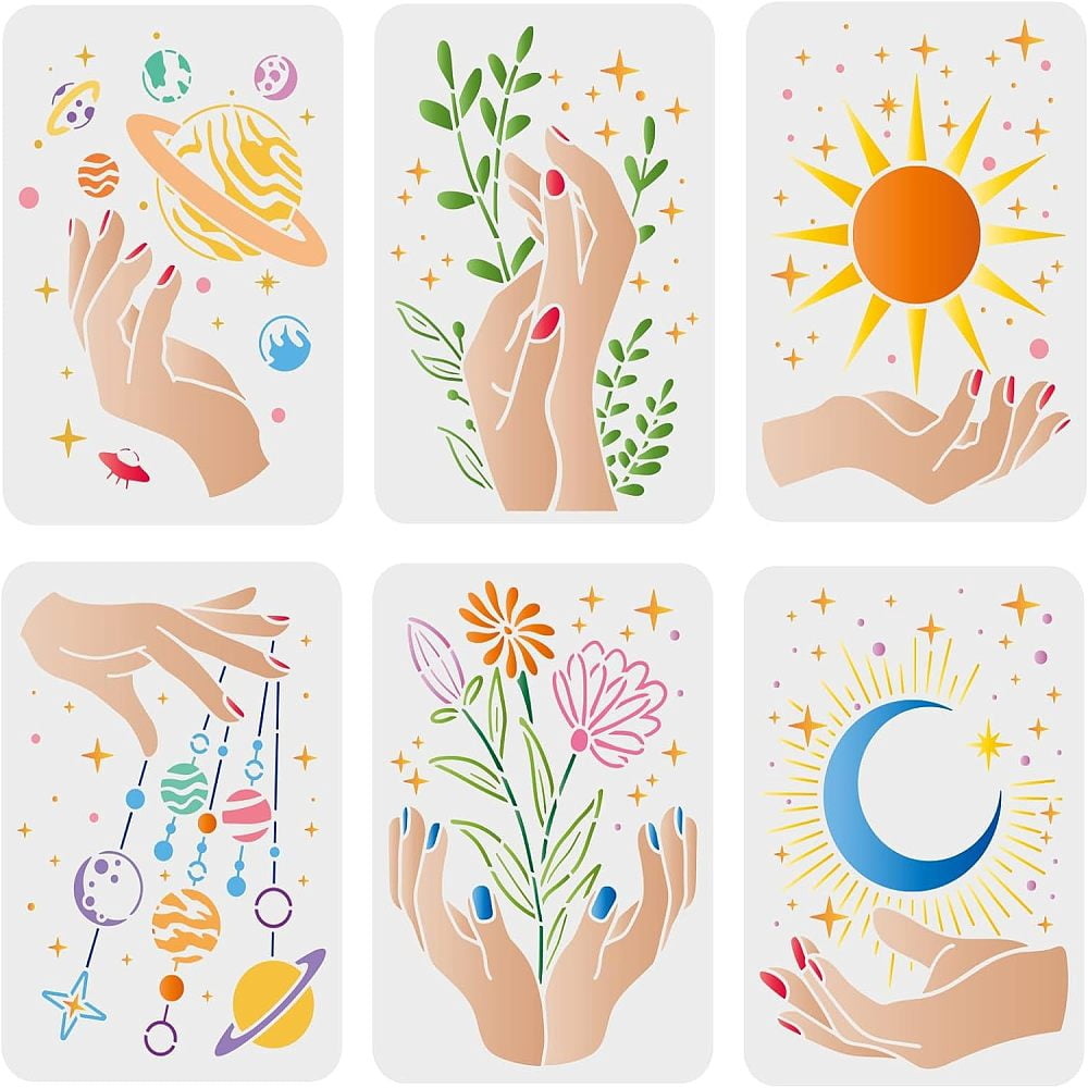 1 Set PET Plastic Drawing Painting Stencils Templates Sets Hand Heart ...