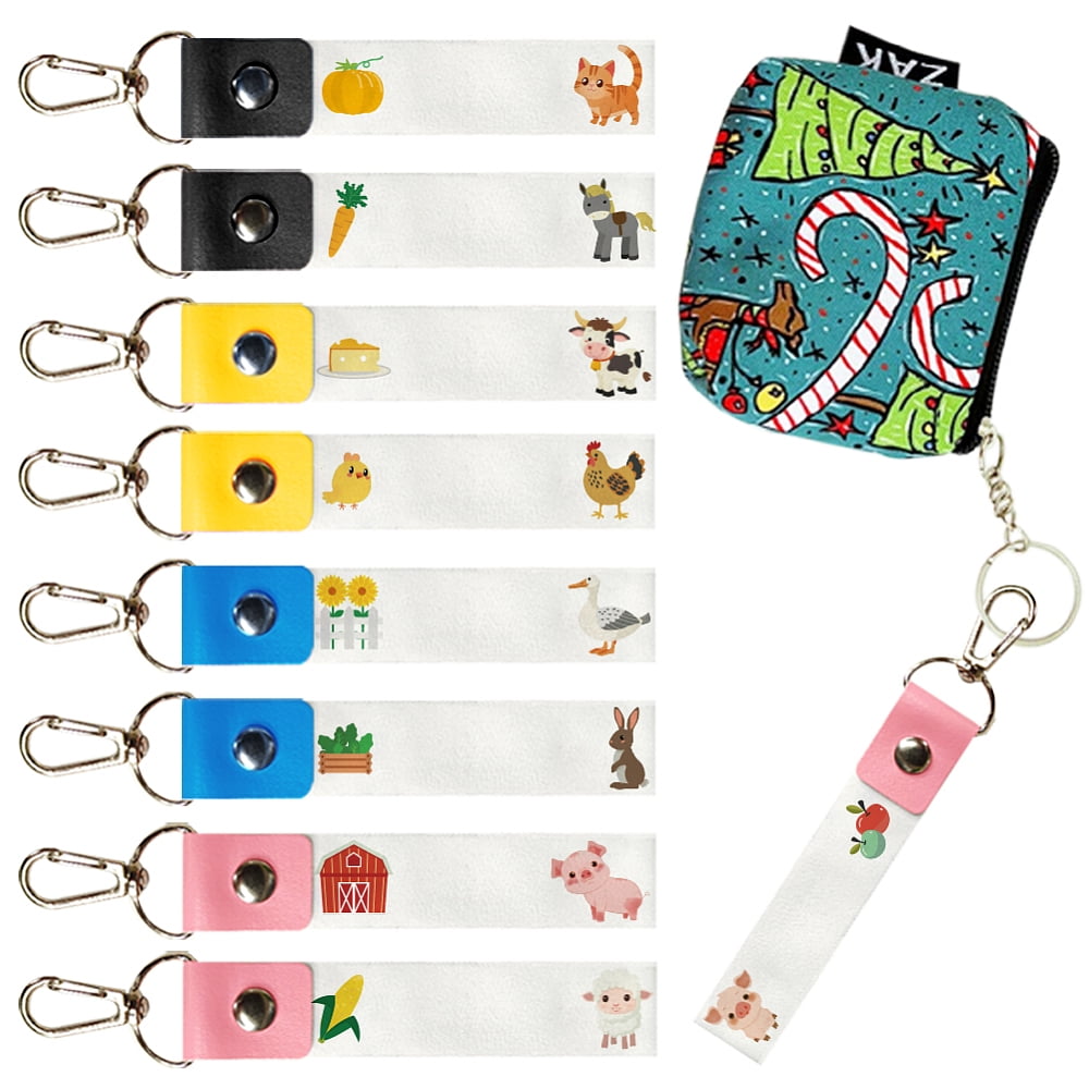1 Set PU Leather Cotton Name Marker Keychain with Zinc Alloy Keychain ...