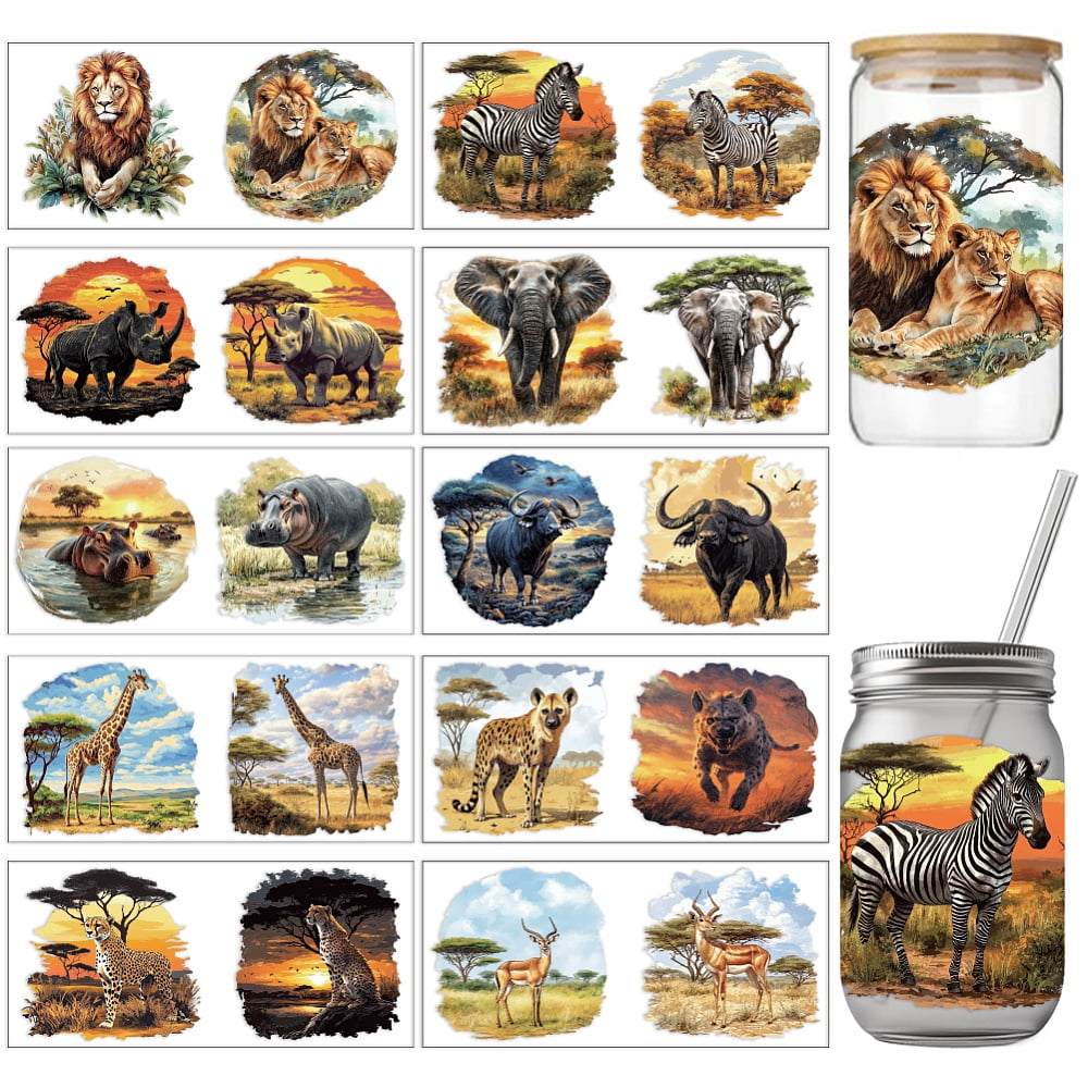 1 Set PVC DIY Heat Transfer Paper for UV Sublimation Cup Animals ...