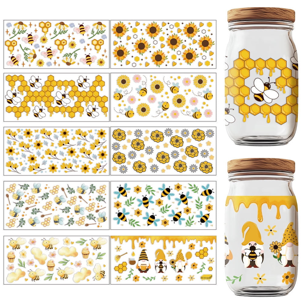 1 Set PVC DIY Heat Transfer Paper for UV Sublimation Cup Bees 110x240mm ...