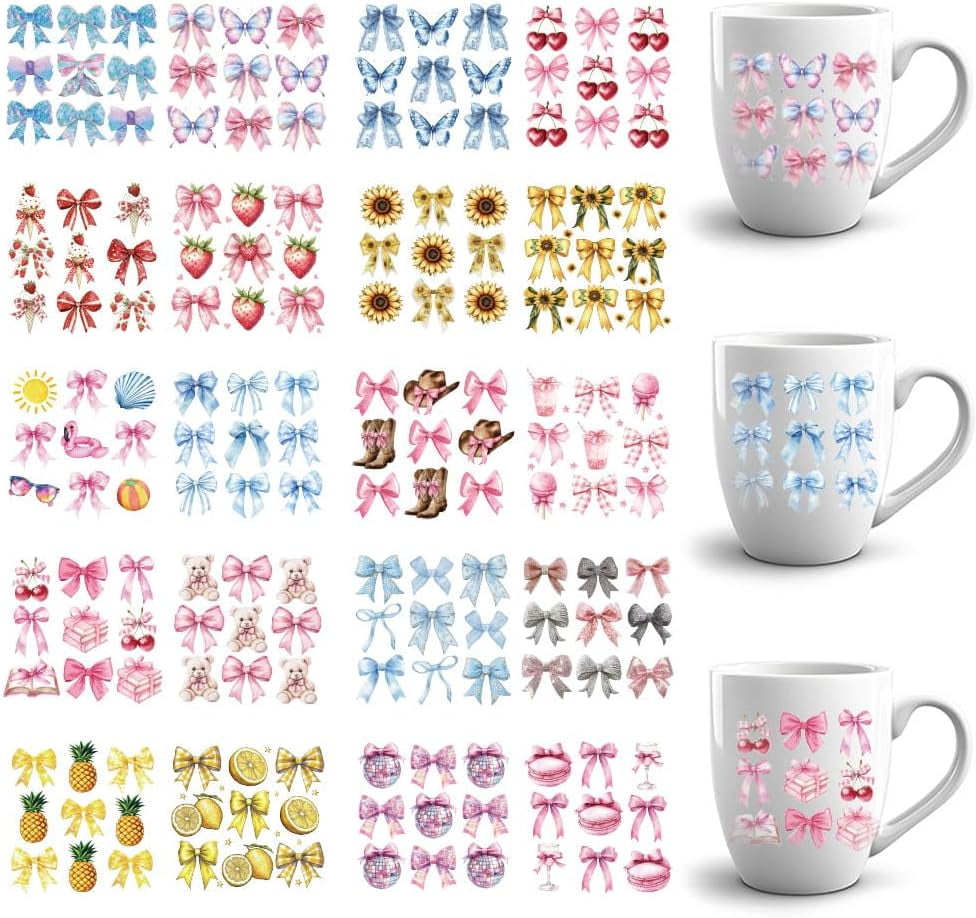 1 Set PVC DIY Heat Transfer Paper for UV Sublimation Cup Bowknot ...