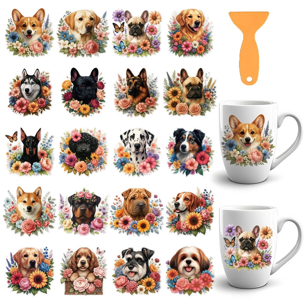 1 Set PVC DIY Heat Transfer Paper for UV Sublimation Cup Dog 110x240mm ...