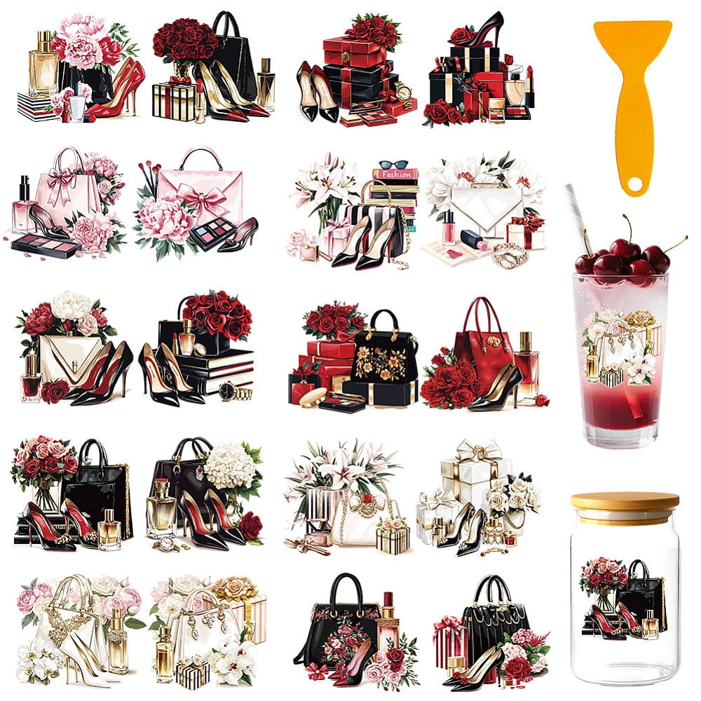 1 Set PVC DIY Heat Transfer Paper for UV Sublimation Cup Mixed Shapes ...