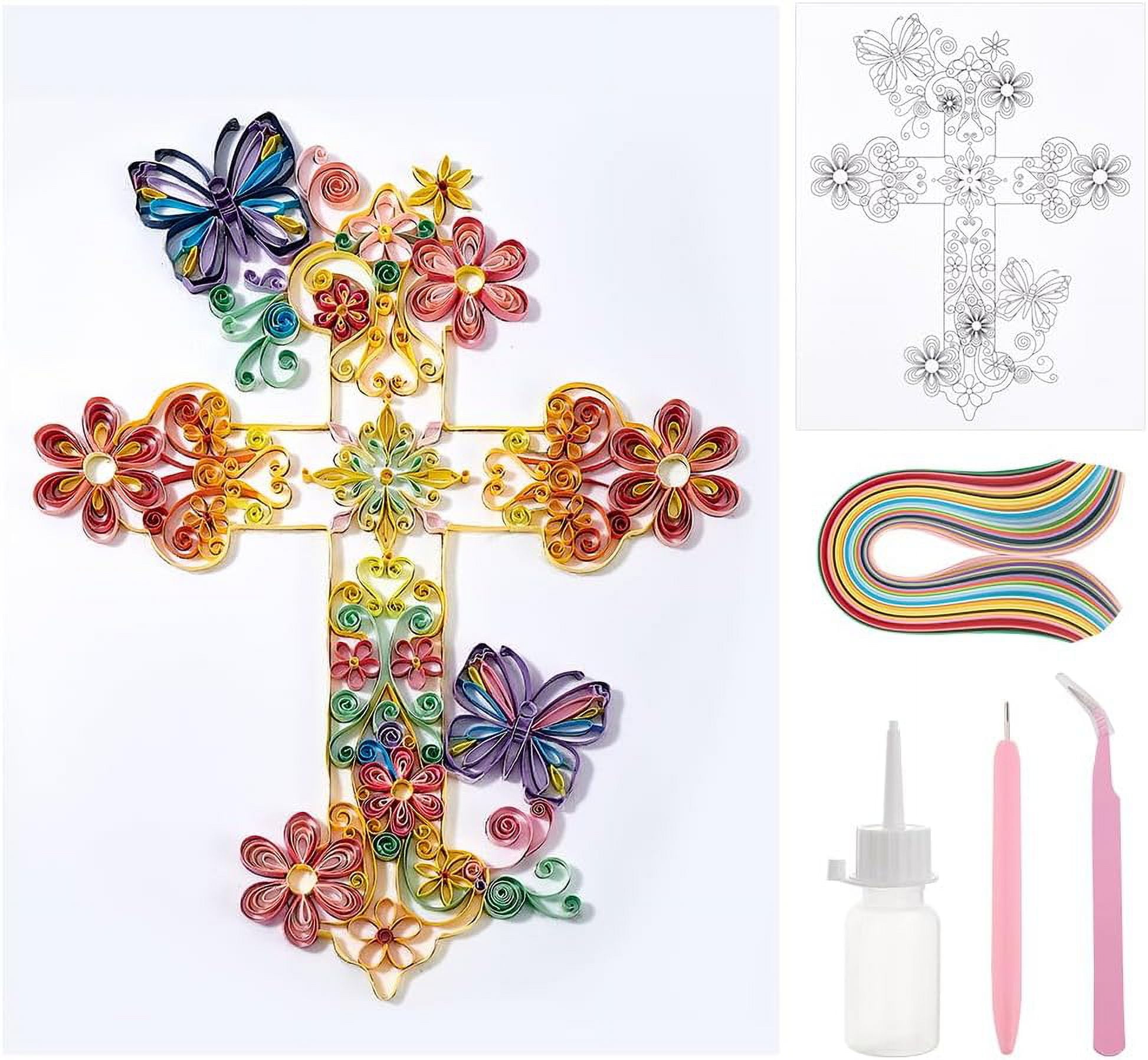 1 Set Paper Quilling Kit Cross Quilling Tool Supplier Flower Butterfly ...