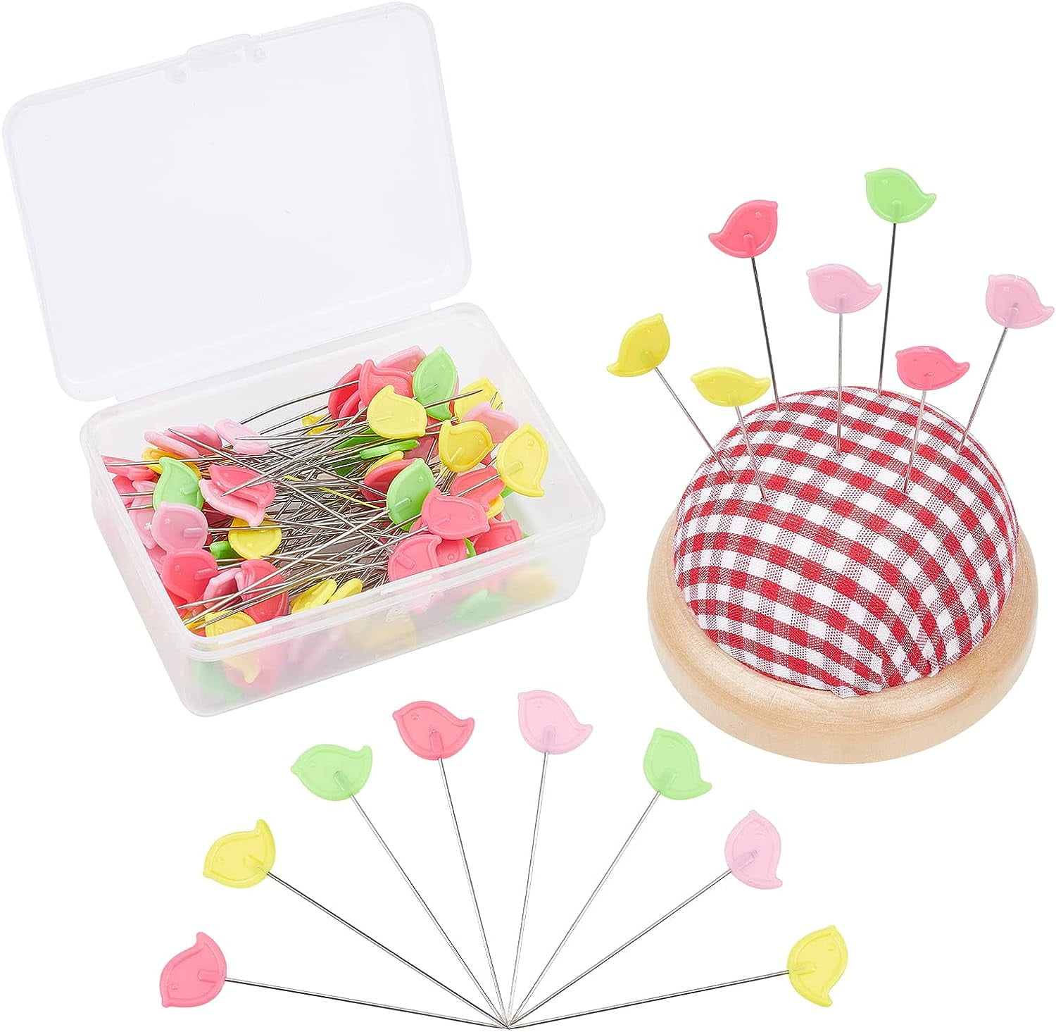 1 Set Pin Cushions and 100Pcs Flat Head Dressmaker Pins Japanese Style ...