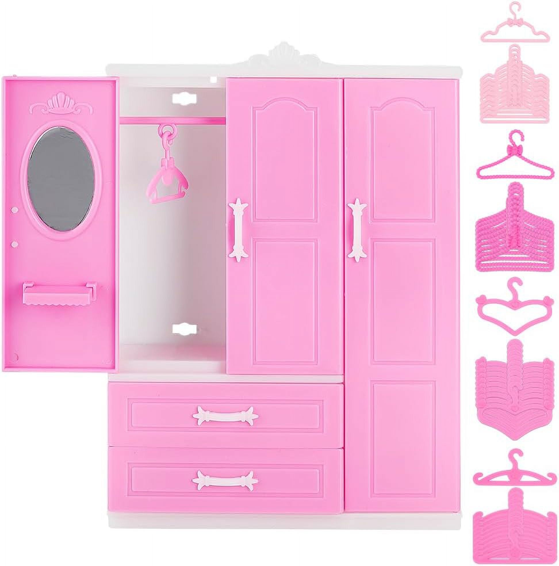 1 Set Plastic Doll Wardrobe with 40pcs Plastic Doll Clothes Hangers ...