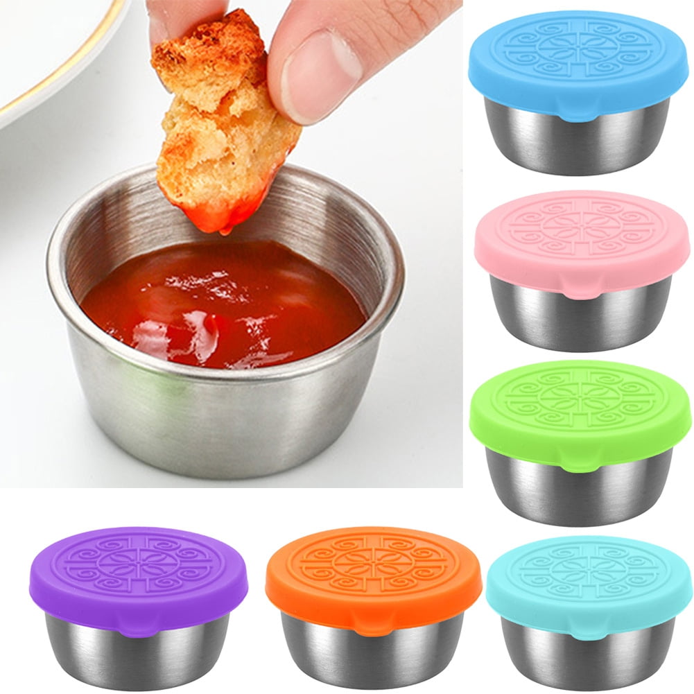 LINASHI Portable Salad Dressing Containers with Lids, 40ml Stainless ...