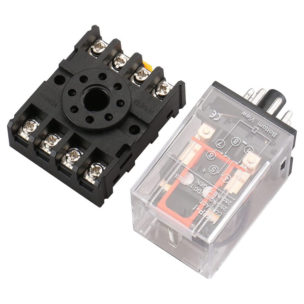 1 Set Power Relay MK2P-I General Purpose Relay 10A 8 Pin DPDT With PF083A Socket DC24V YIWEI ...