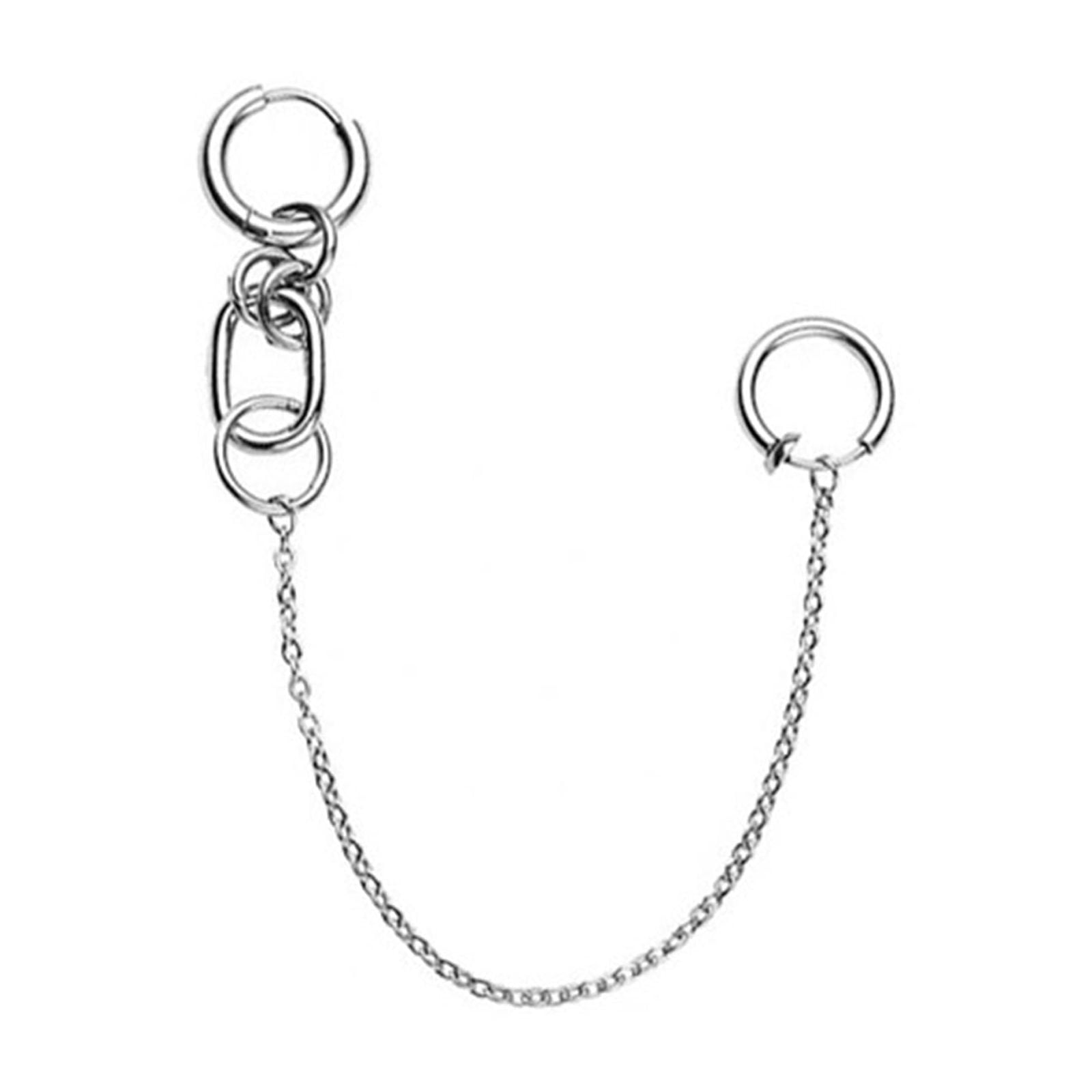 1 Set Punk Cool Nose Chain Fake Earrings Lip with Long Chains Non ...
