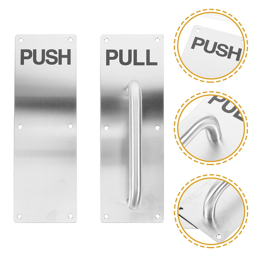 1 Set Door Pull Plate with Handle Stainless Steel Push Pull for ...