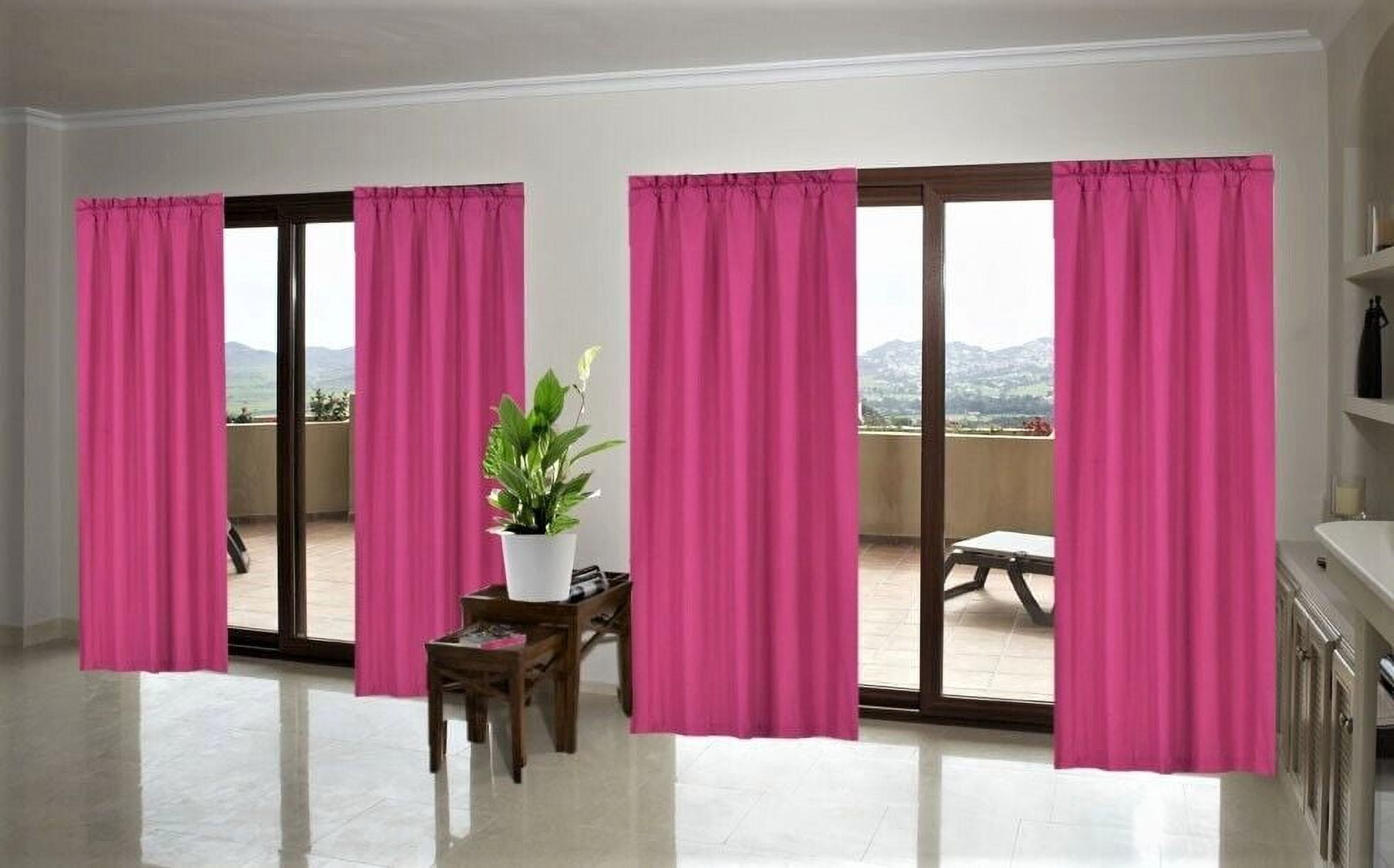 1 Set R64 curtain blackout thermal rod pocket panel solid hot pink ...