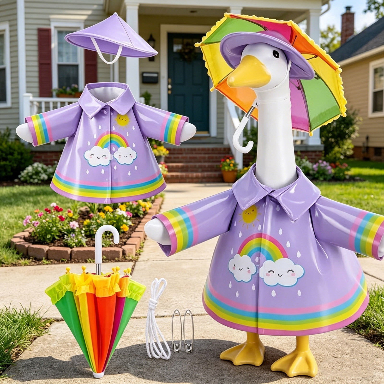 1 Set Raincoat Porch Goose Outfits, Summer Lawn Goose Statue Raincoat ...
