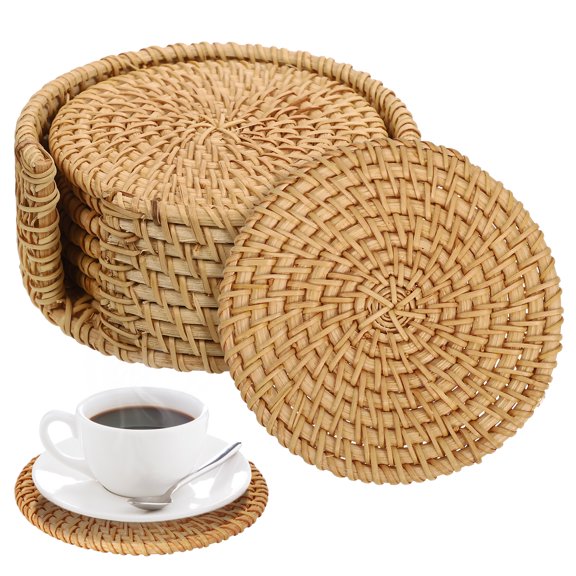 Handcrafted Rattan Coasters for Stylish Home Decor & Table Protection