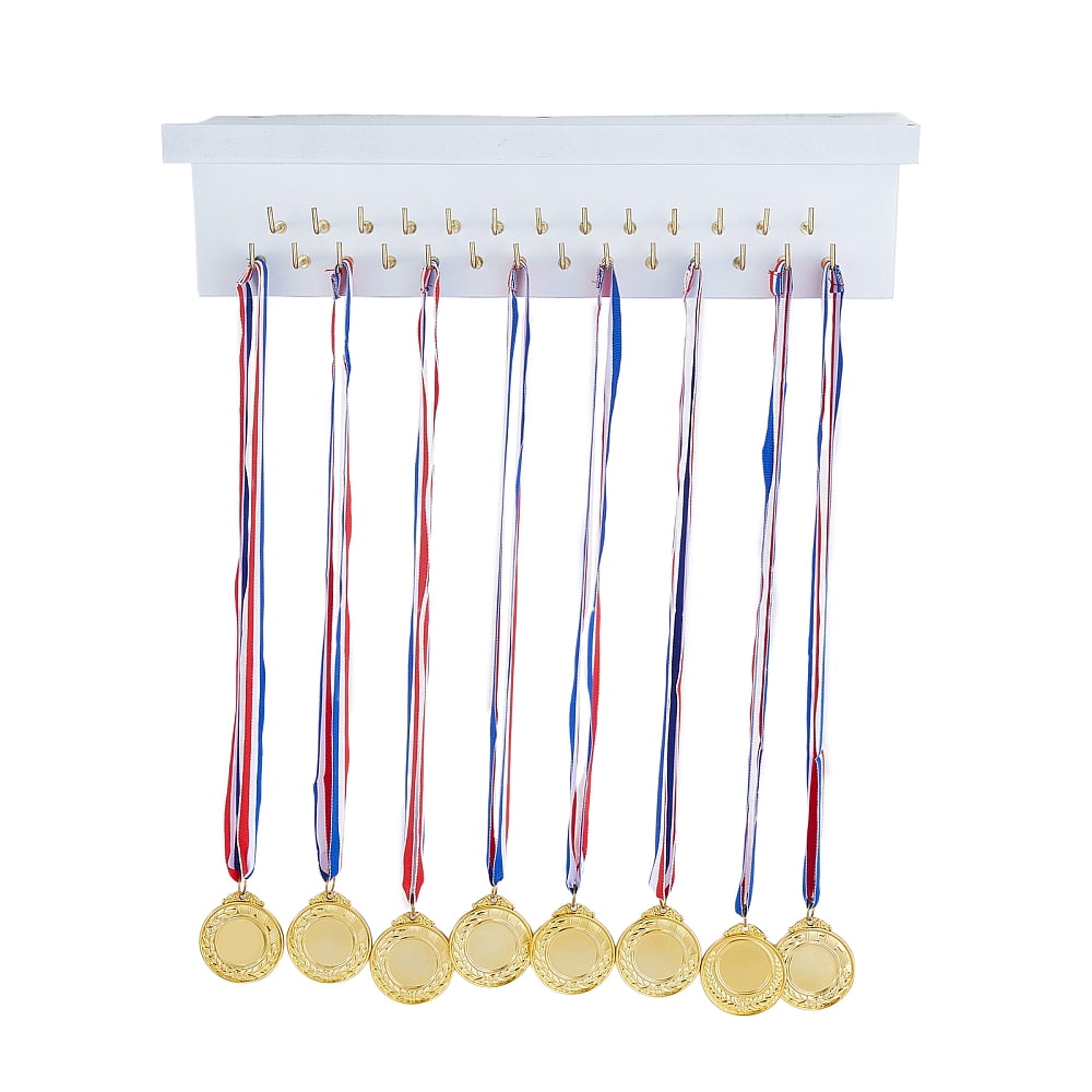 1 Set Rectangle Wood Medal Holder Medal Display Hanger Rack White ...