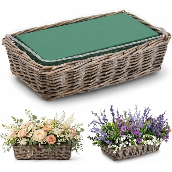 1 Set Rectangular Wicker Planter Box for Centerpieces Rattan Planter ...