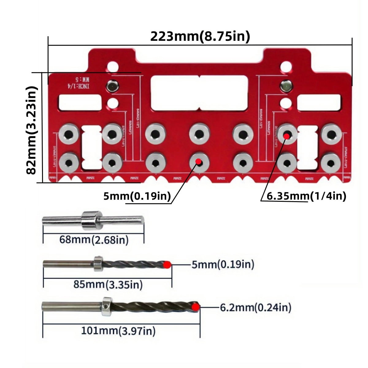 1 Set Red Shelf Pin Drilling Guide Jig-Aluminum Alloy Shelf Pin ...