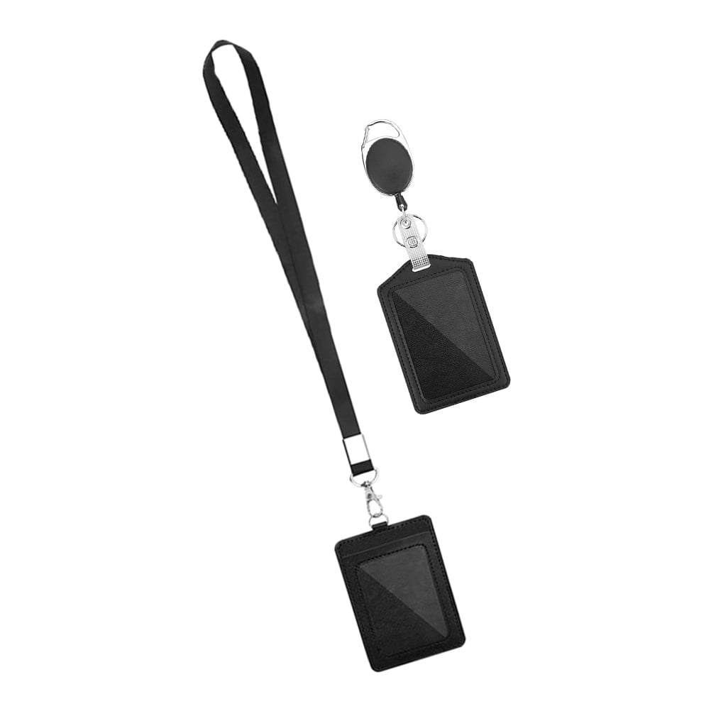 1 Set Retractable Badge Holders PU Badge Cases ID Cards Name Tag ...