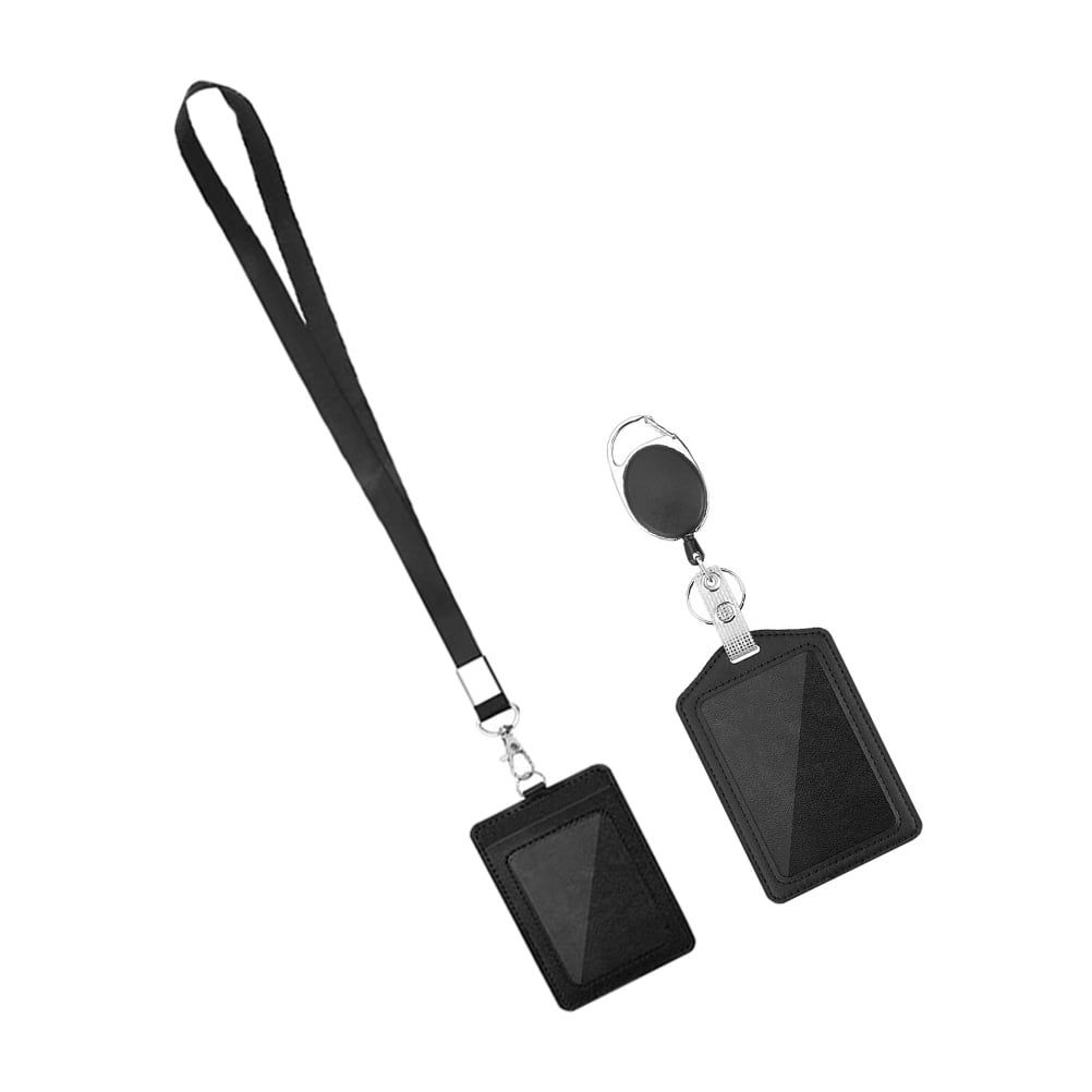1 Set Retractable Badge Holders PU Badge Cases ID Cards Name Tag ...