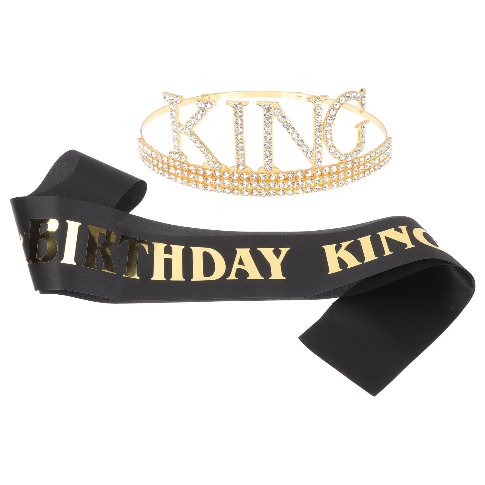 1 Set Rhinestone Crown for Men Crown Sash Set Birthday King Crown Prom ...