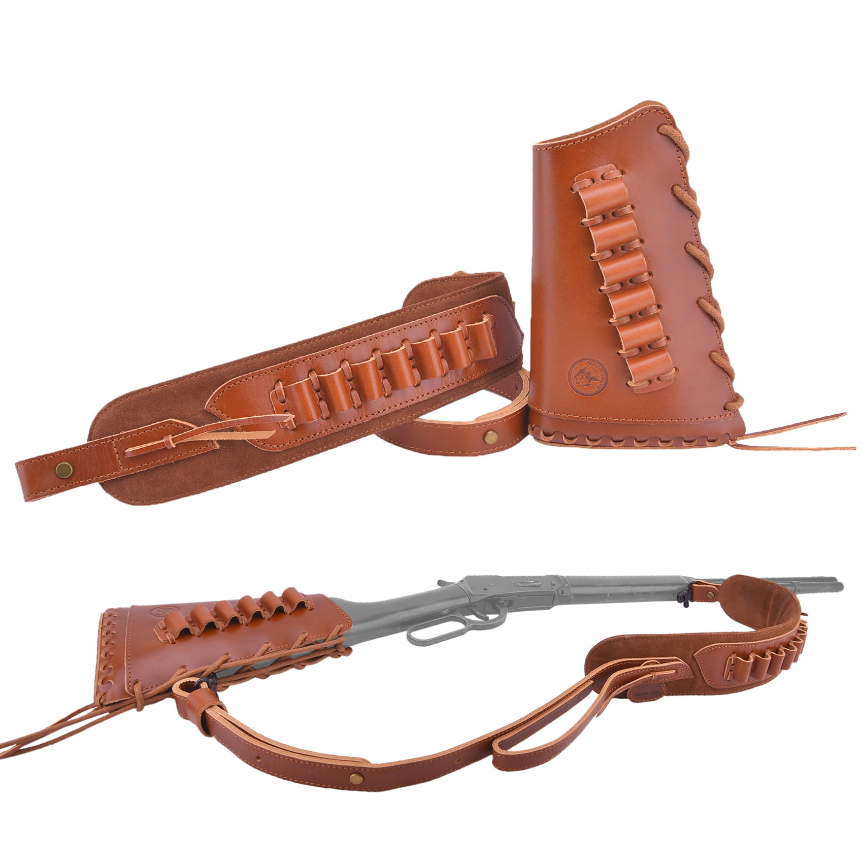 1 Set Rifle Buttstock Shell Holder with Leather Shell Holder Sling for ...
