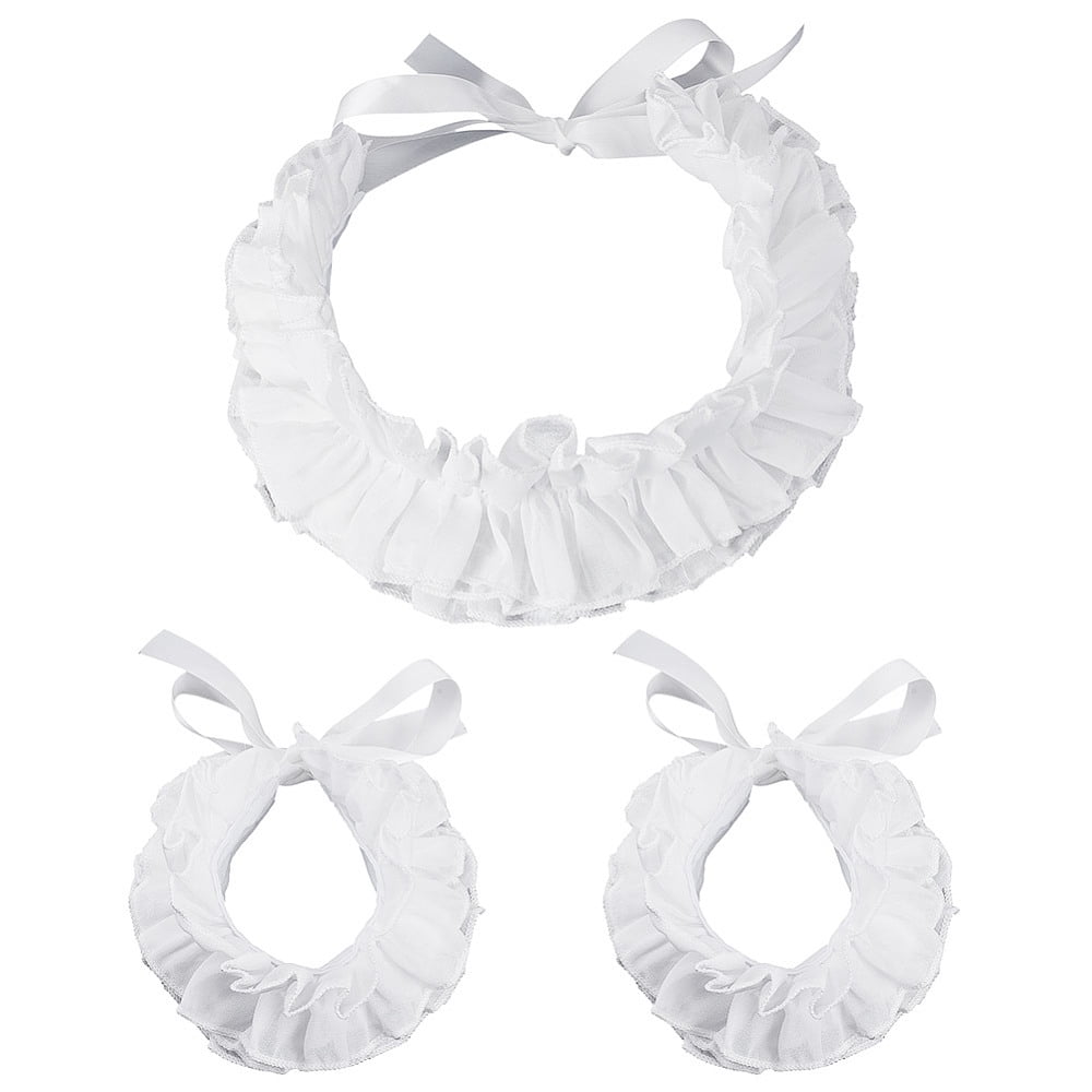 1 Set Ruffled Collar Cuffs Set Layered Lace Jabot Collar Detachable ...