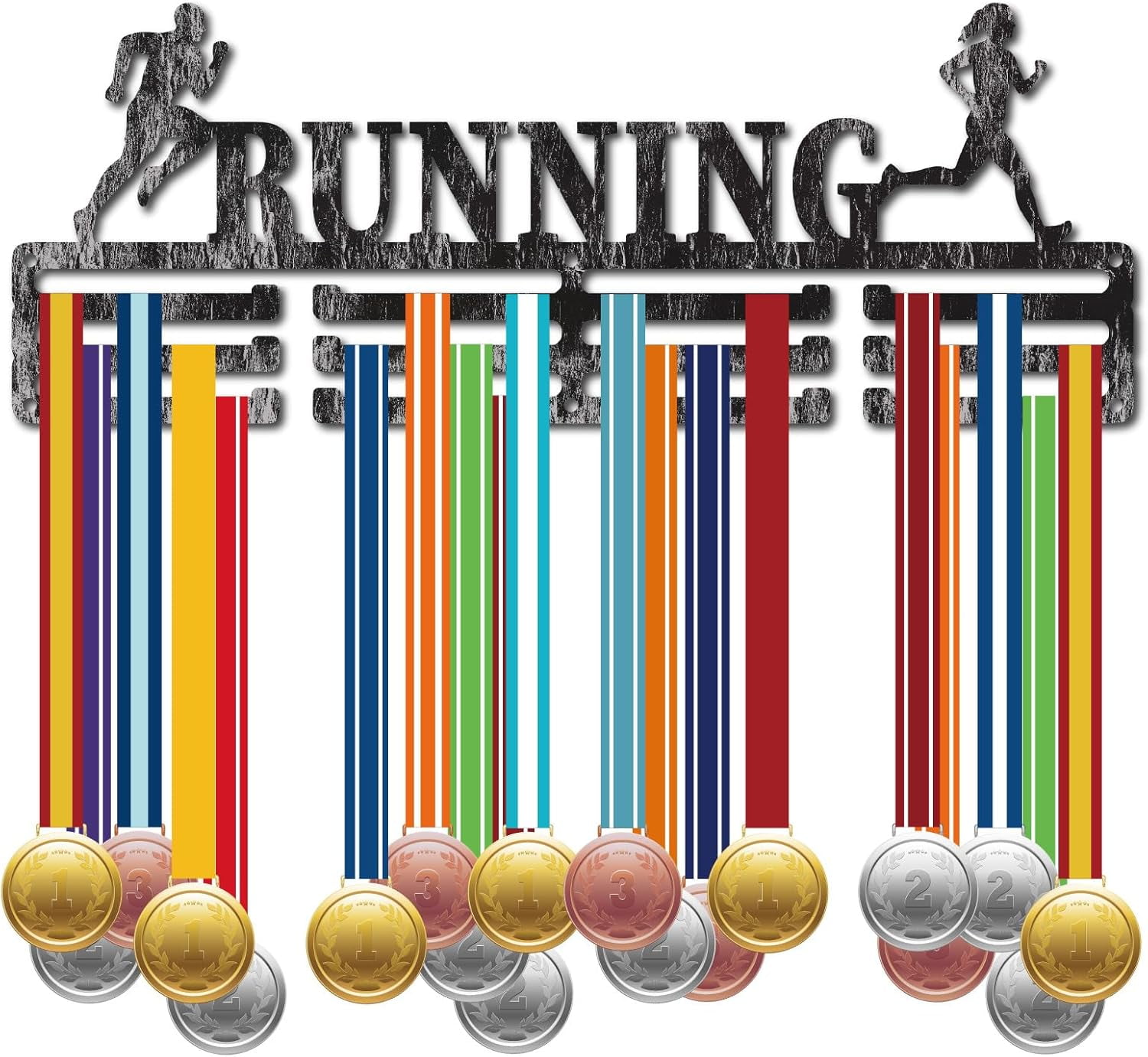 1 Set Running Medals Hanger Display Medals Holder Rack Antique Silver ...