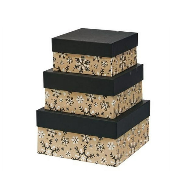 1 Set, Rustic Snowflake Nested Boxes, Large 3 Piece Set for Gourmet ...