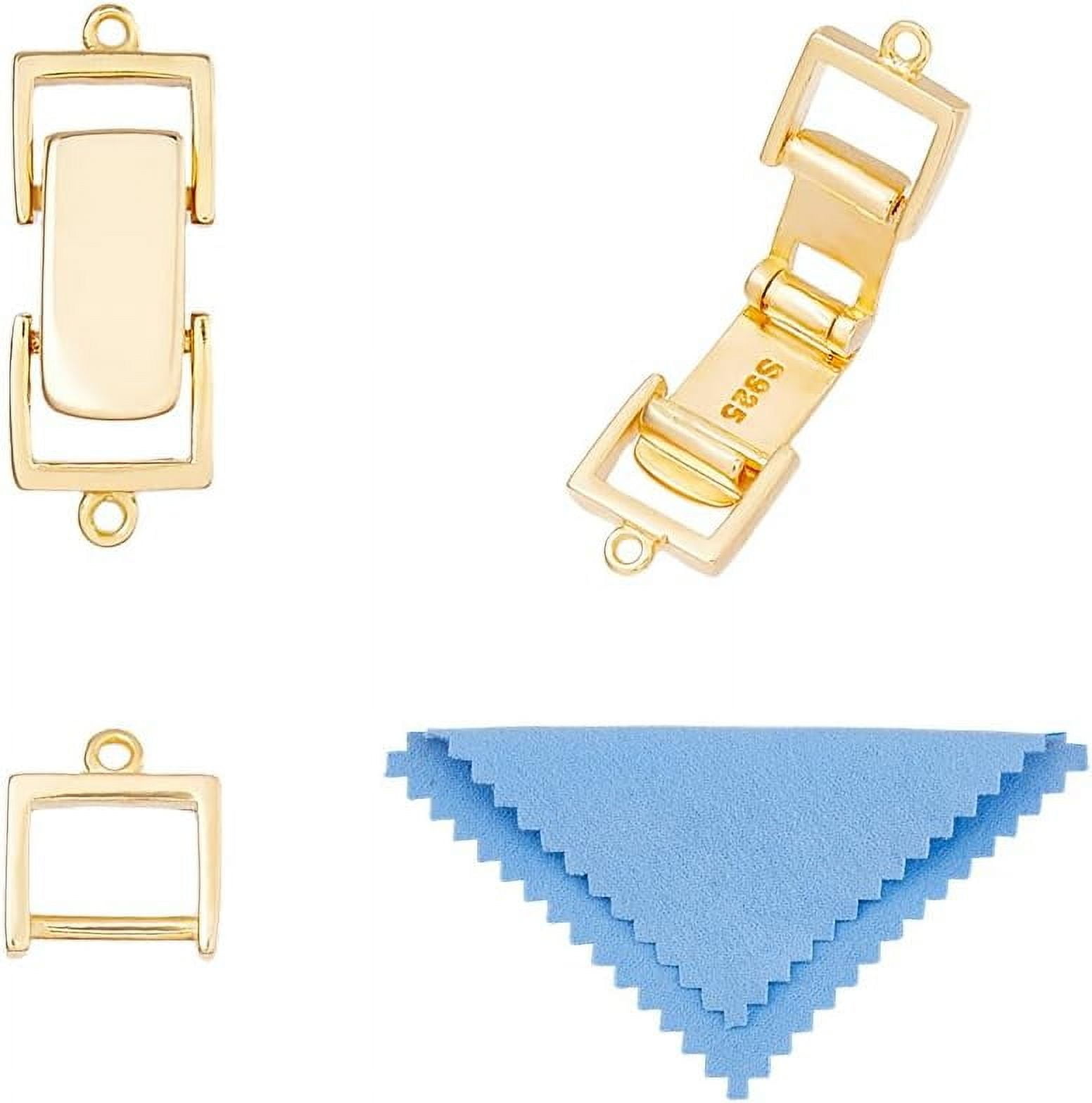 1 Set S925 Sterling Silver Fold Over Clasp Golden Jewelry Extender ...