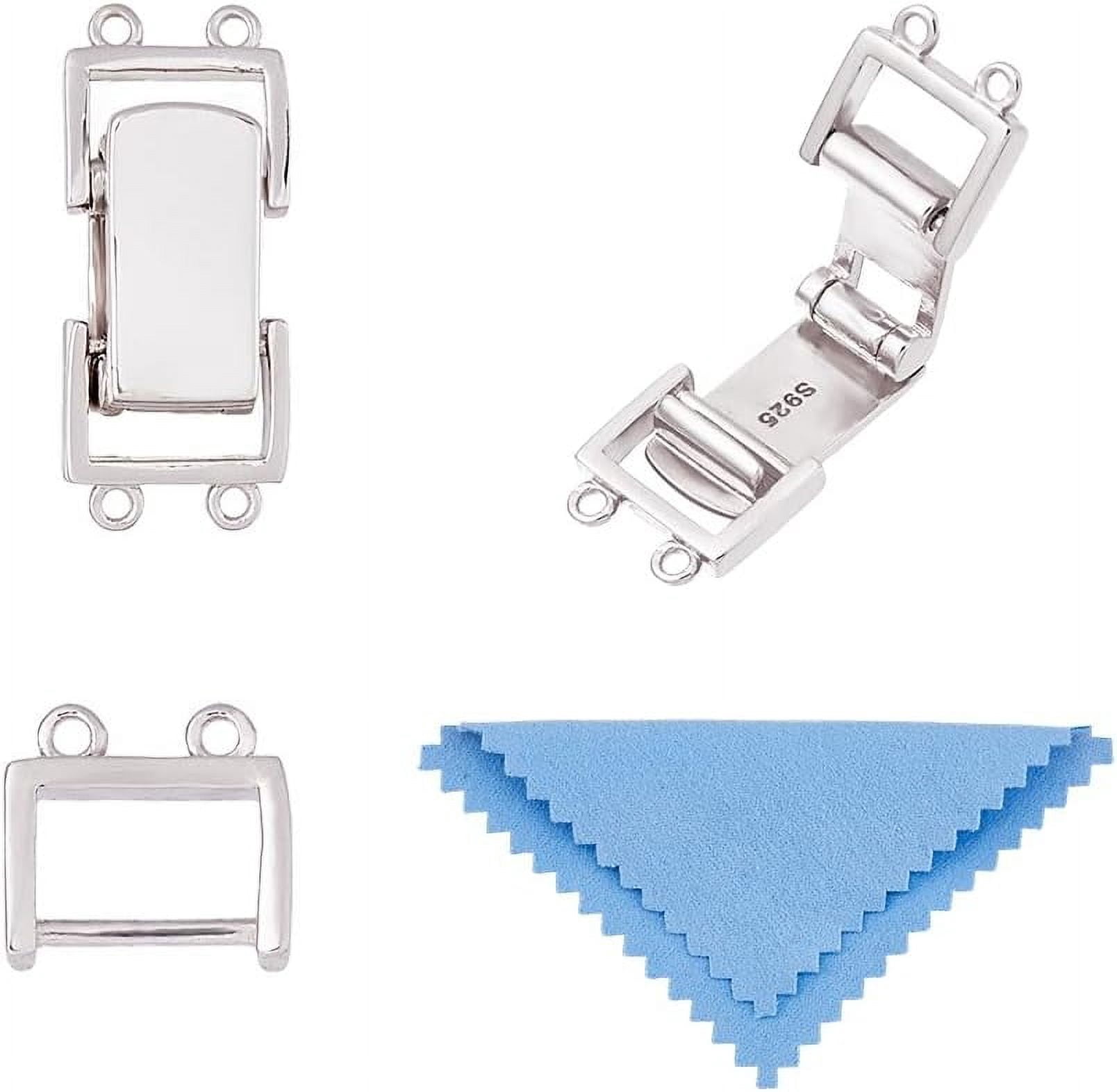 1 Set S925 Sterling Silver Jewelry Clasp 2-Strand Rectangle Connector ...