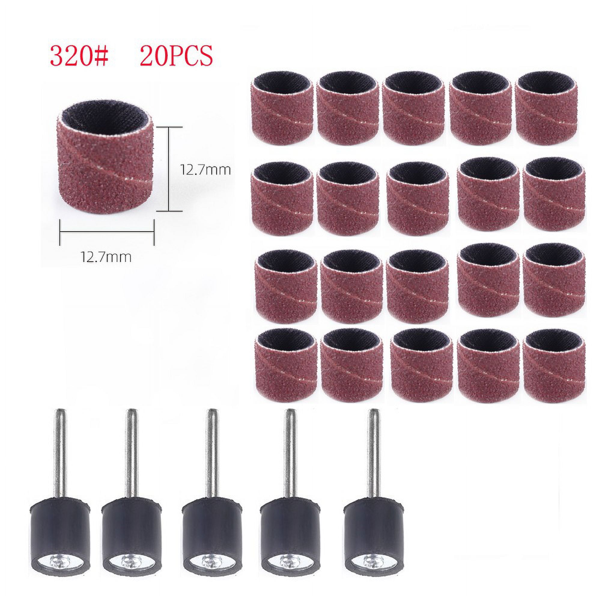 1 Set Sanding Drum Ring with Rod Abrasive Rotary Grinding Head 40-320 ...
