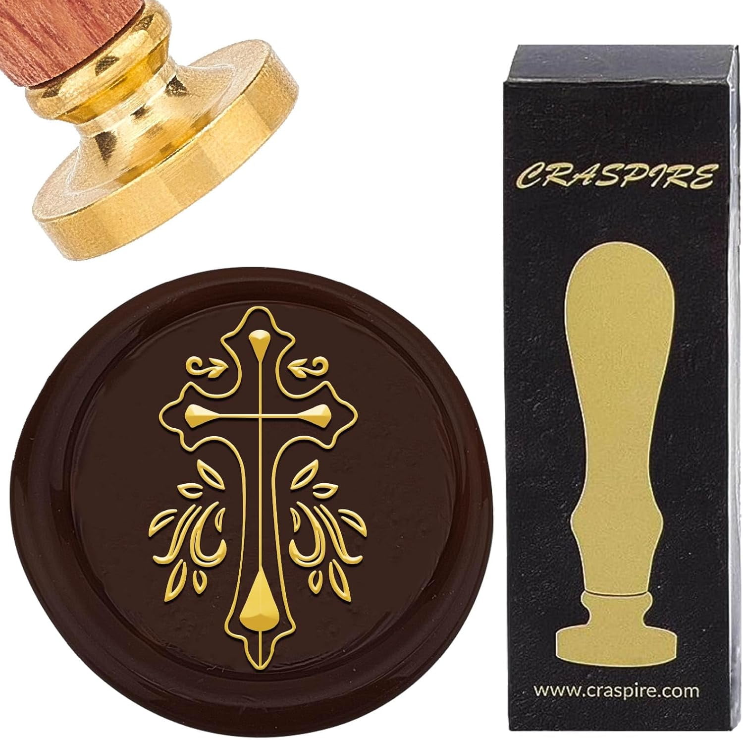 1 Set Seal Stamp Set Golden Tone Sealing Stamp Solid Brass Head with ...