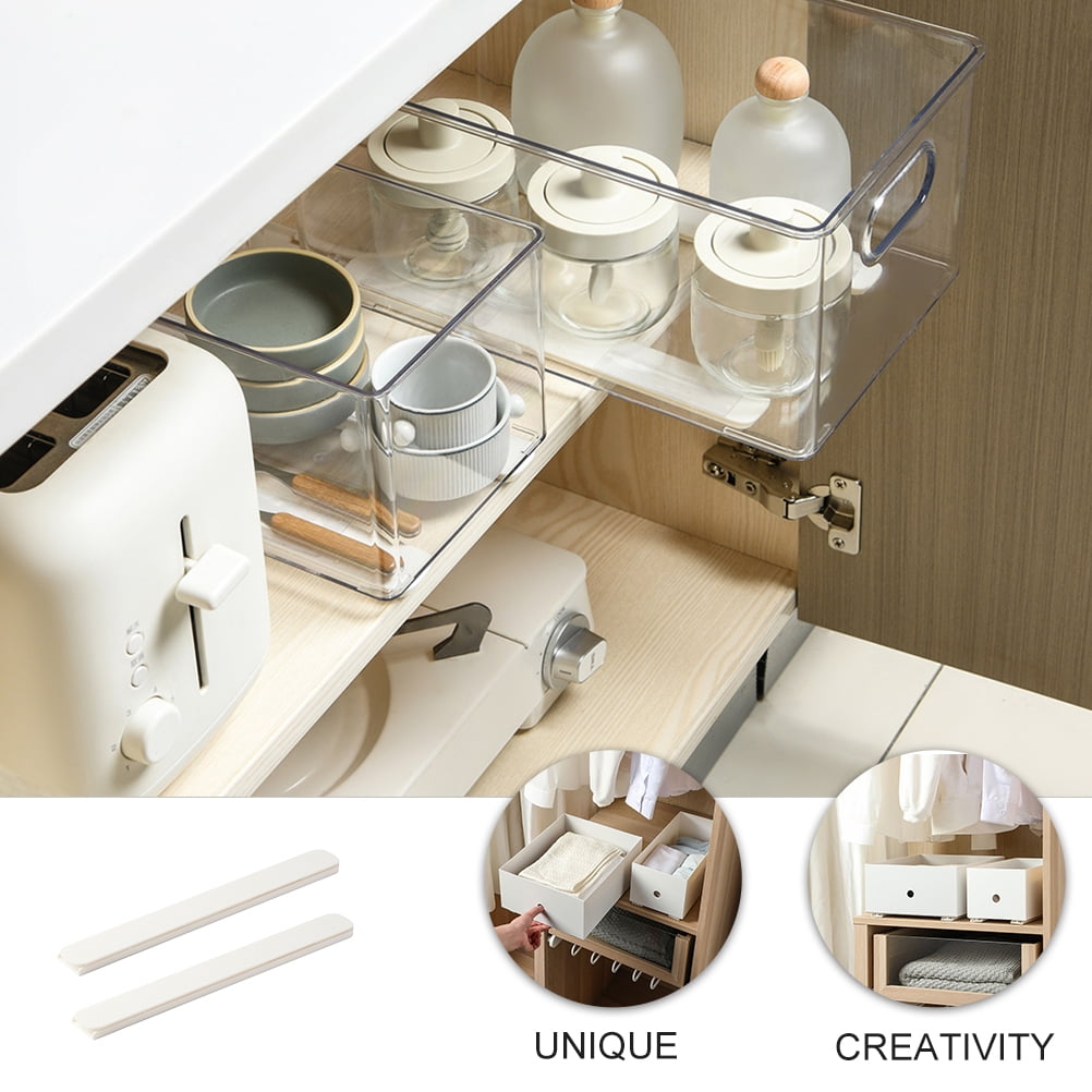 1 Set Self-adhesive Drawer Guide Slides White Drawer Slides Drawer ...