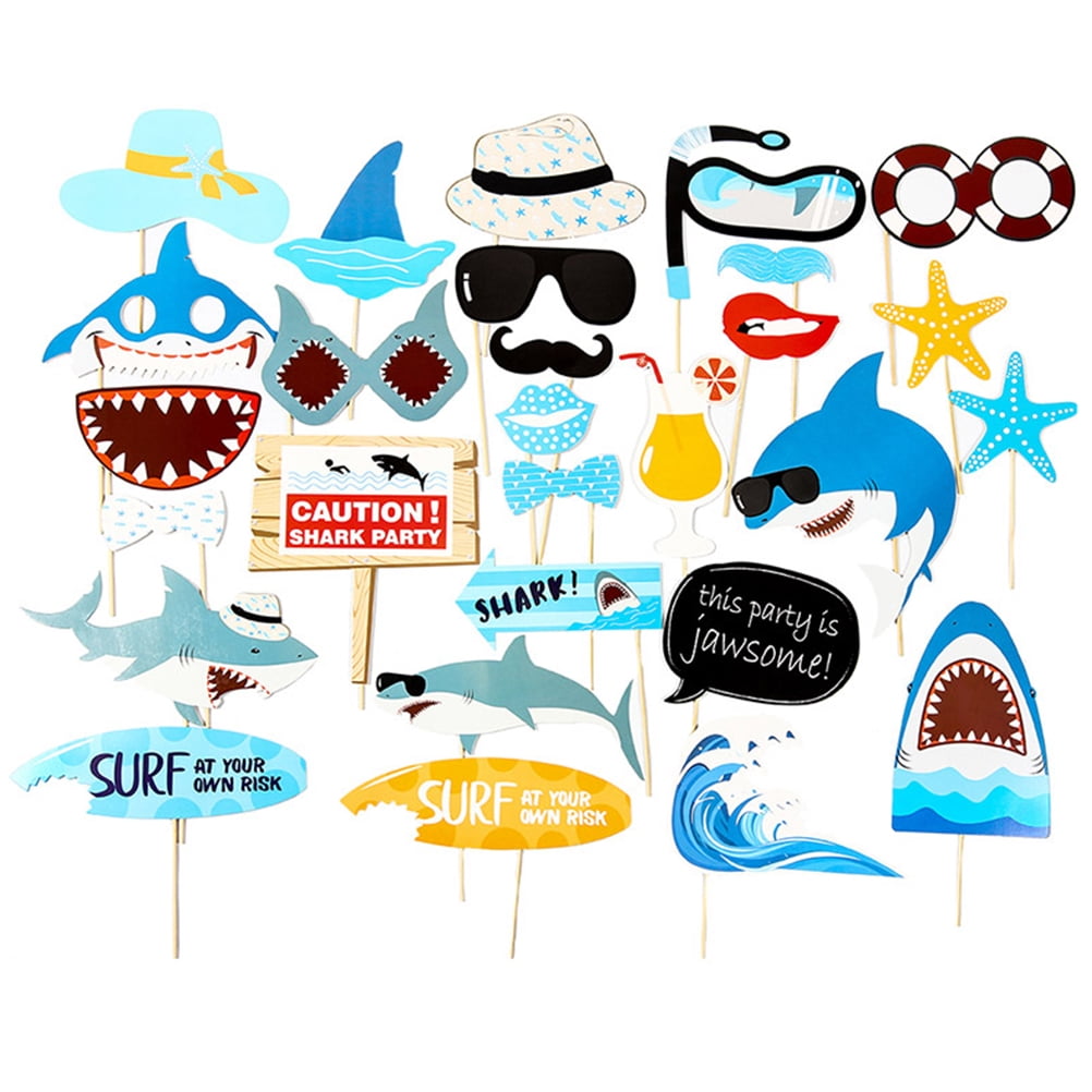 1 Set Shark Theme Party Photo Props Interesting Party Decoration Taking ...