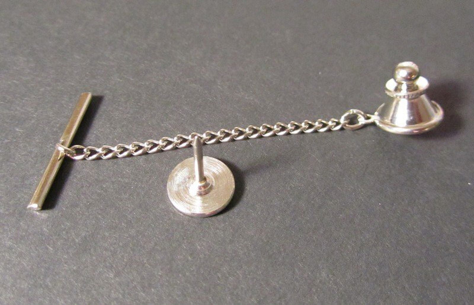 1 Set - Silver Tone Tie Tacks (Spring Loaded Clutch and Chain ...