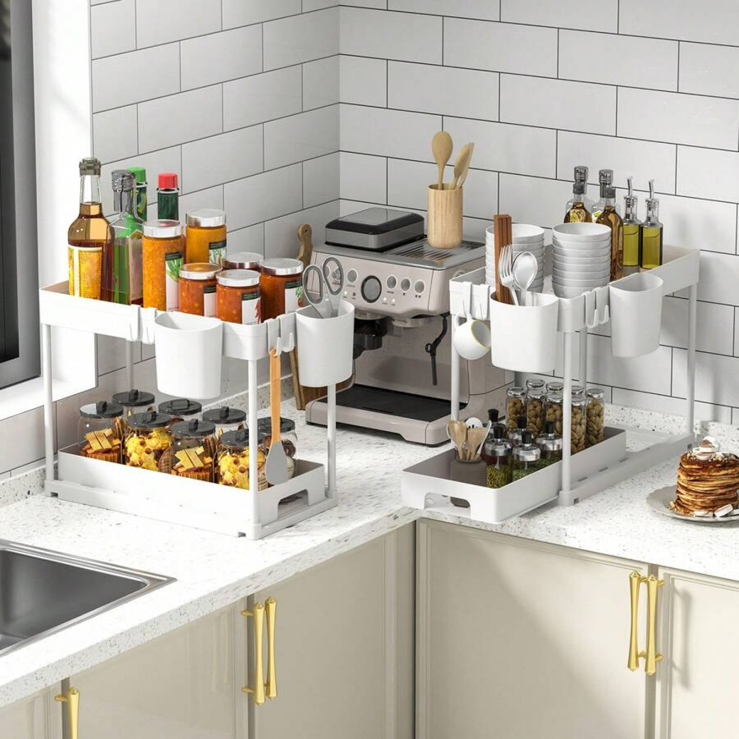 1 Set Under Sink Cabinet Organizer, 2 Tier Storage Under Cabinet ...