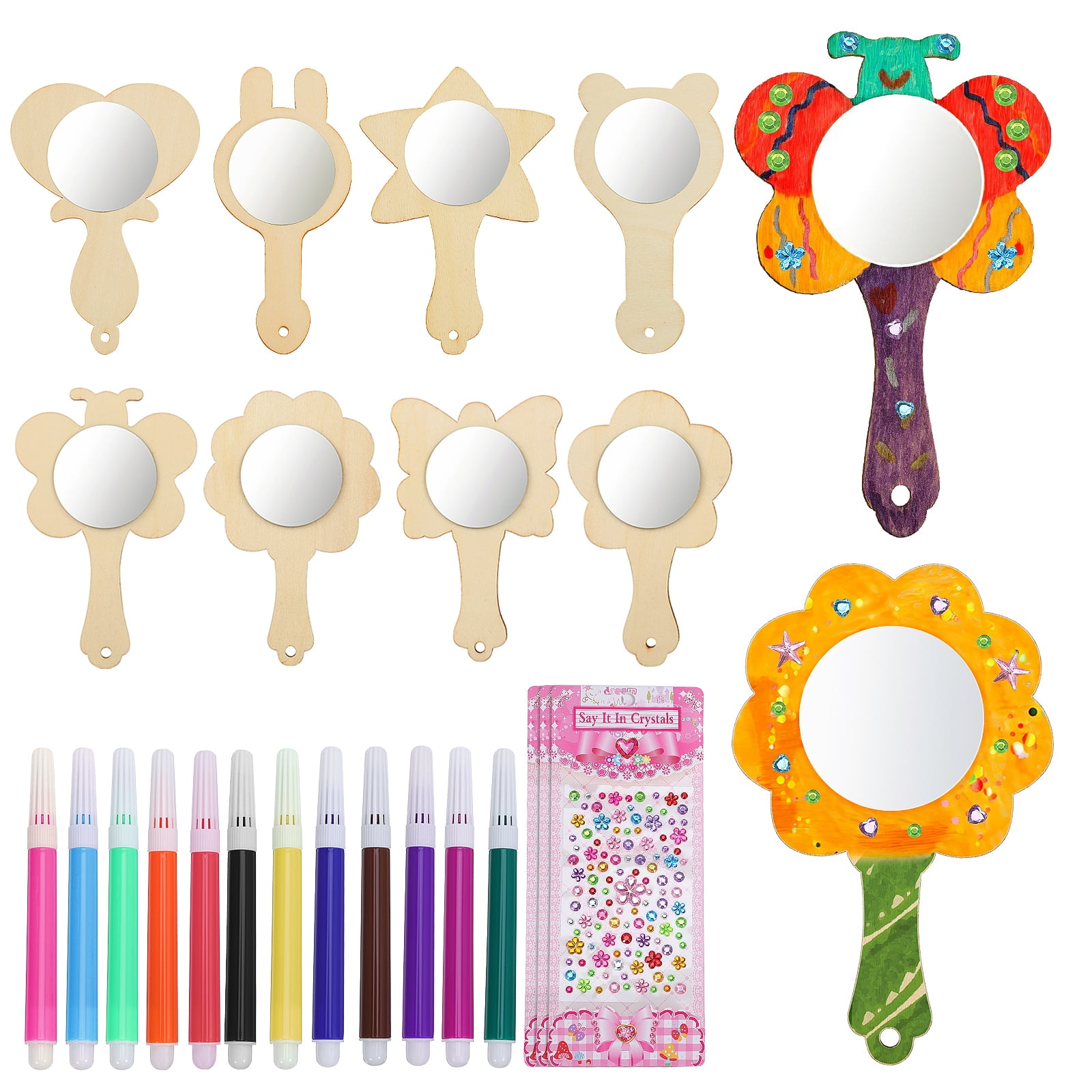 Wooden Small Mirrors for Crafts with Blank Surface Perfect for Kids ...