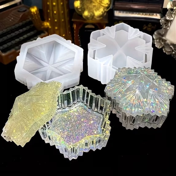 1 Set Snowflake Box Resin Mold Epoxy Resin Molds for Jewelry Jar ...