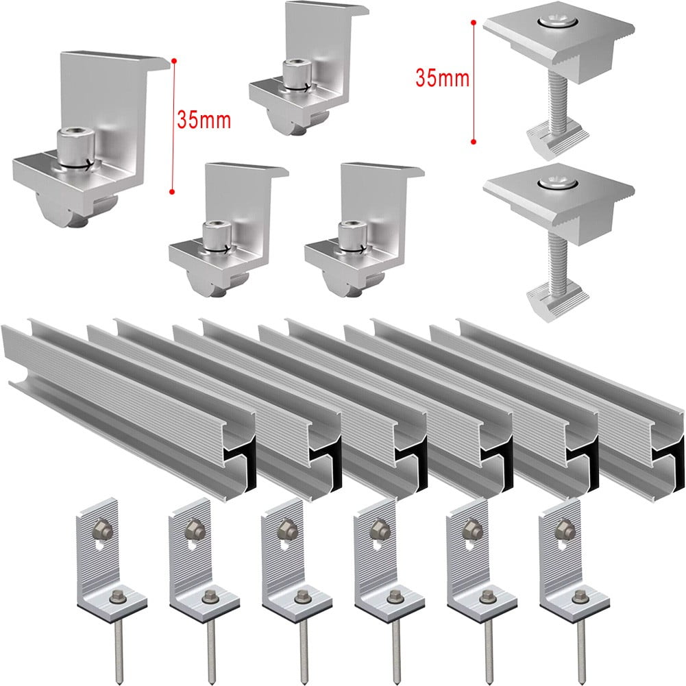 1 Set Solar Panel PV Profile Alu Mounting Rail Flat Roof Metal Roof ...