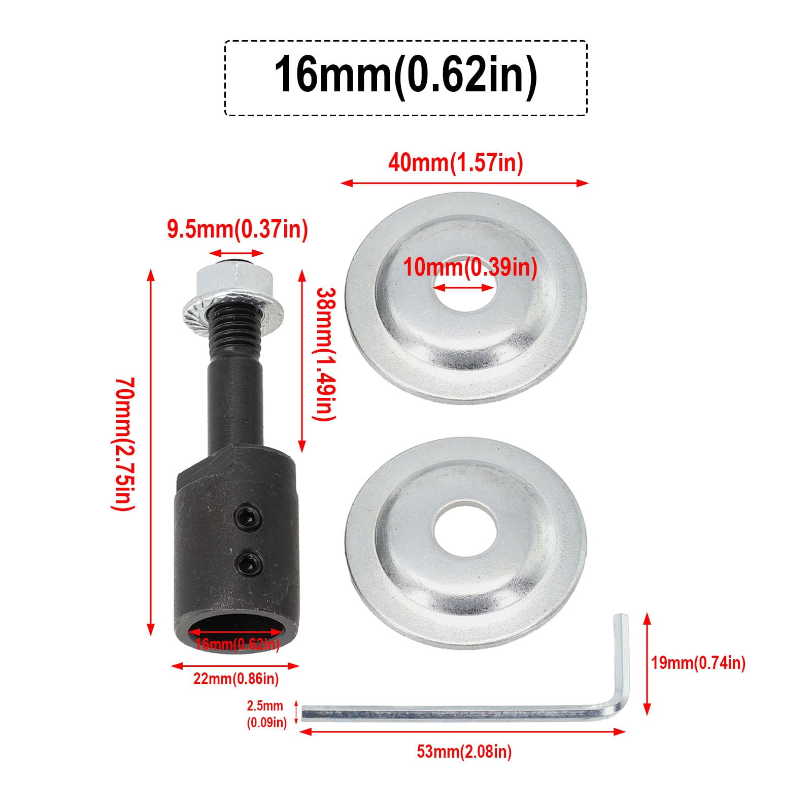 1 Set Spindle Adapter for Grinding Polishing 16mm Shaft Motor Bench ...