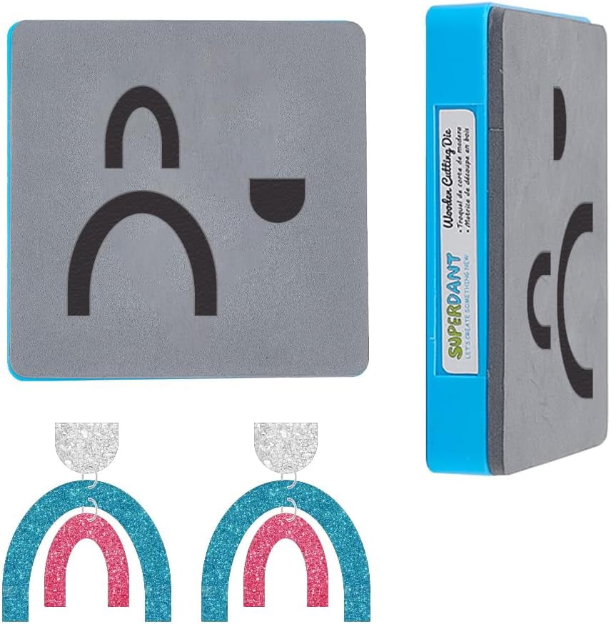 1 Set Stacked Arched Earring Leather Wooden Die Cut Geometric Dangle ...