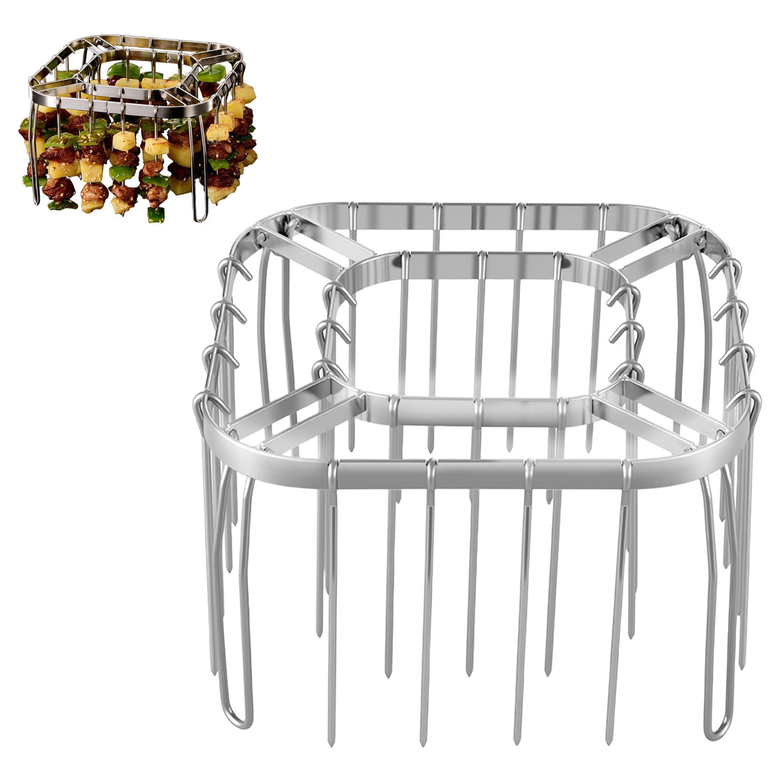 1 Set Stainless Steel Air Fryer Skewer Rack, 28-Pin Vertical Grill ...