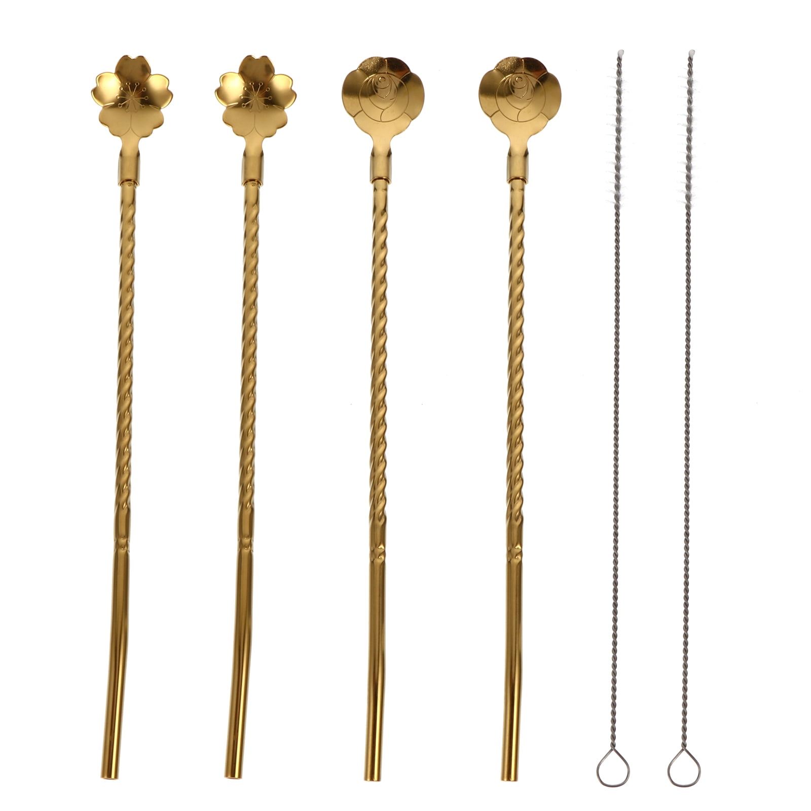 1 Set Stainless Steel Beverage Drinking Straw Spoons Reusable Drinking ...