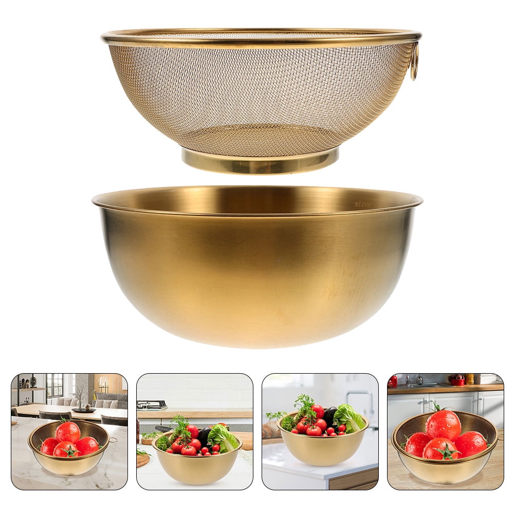 1 Set Stainless Steel Colander and Bowl Set Kitchen Colander Strainer ...