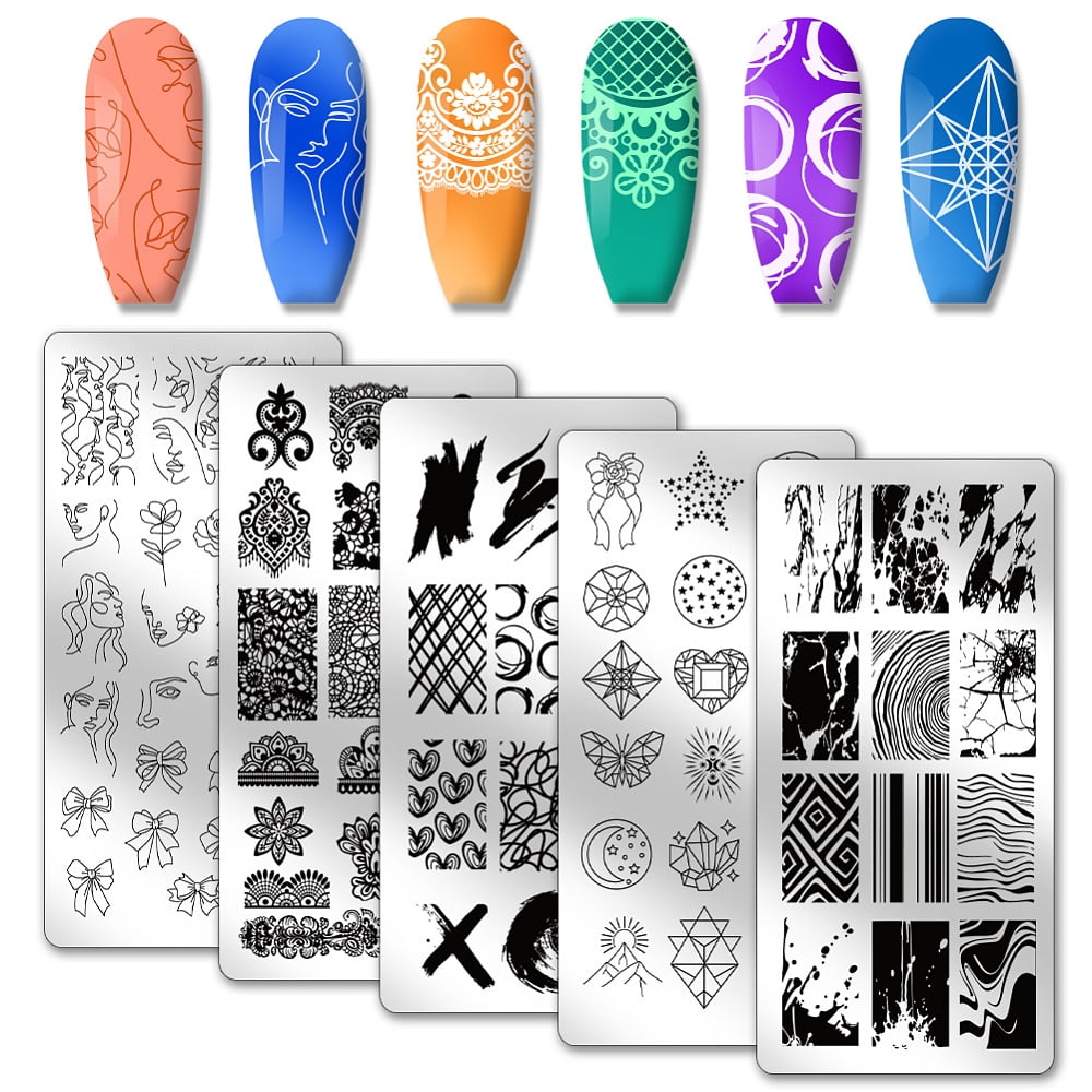 1 Set Stainless Steel DIY Nail Art Templates Template Tool Rectangle ...