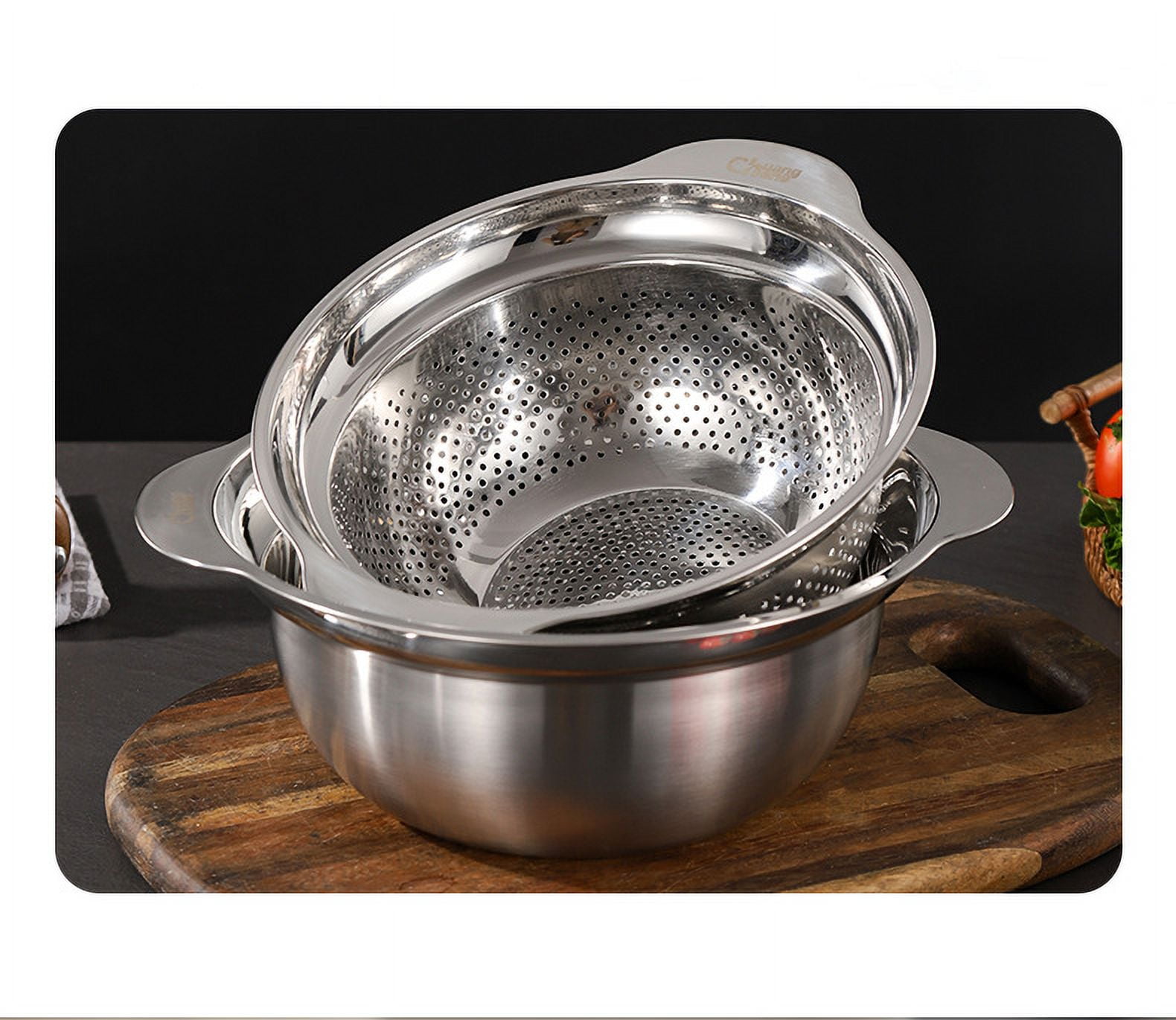 1 Set Stainless Steel Drainer Basket Mixing Basket Colander Mixing ...