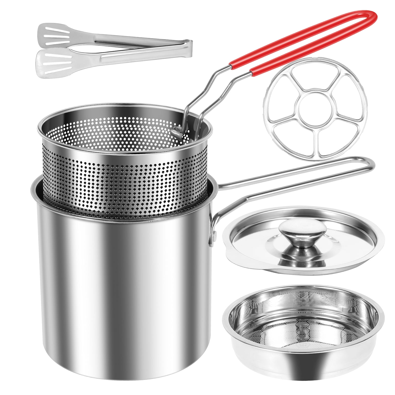 1 Set Stainless Steel Fryer Mini Wok Deep Fryer for Home Outdoor ...