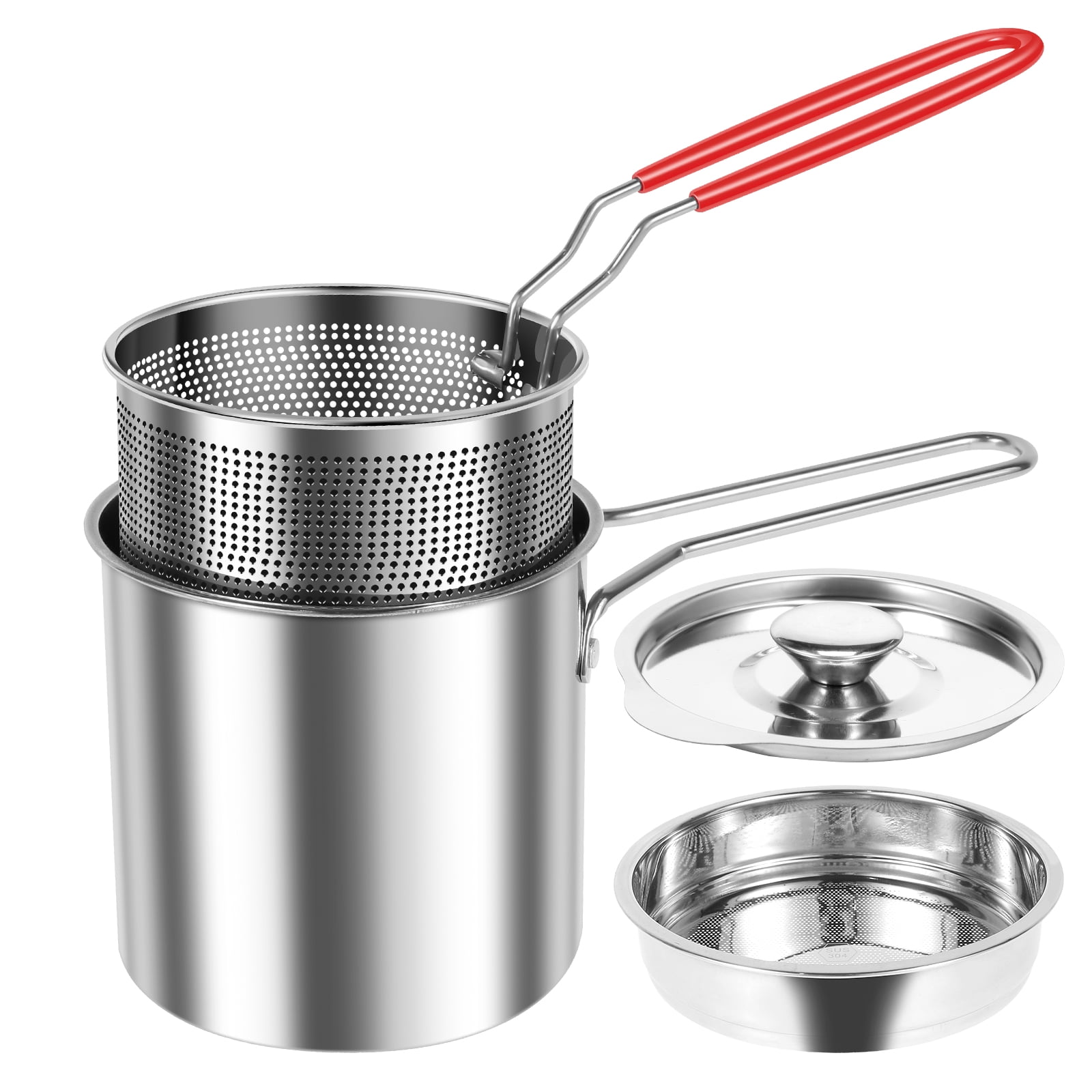 1 Set Stainless Steel Fryer Mini Wok Deep Fryer for Home Outdoor ...