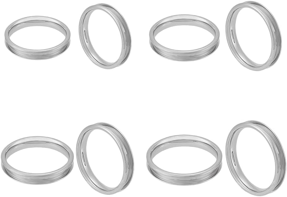 1 Set Stainless Steel Grooved Finger Ring Blank Core Finger Rings Round ...