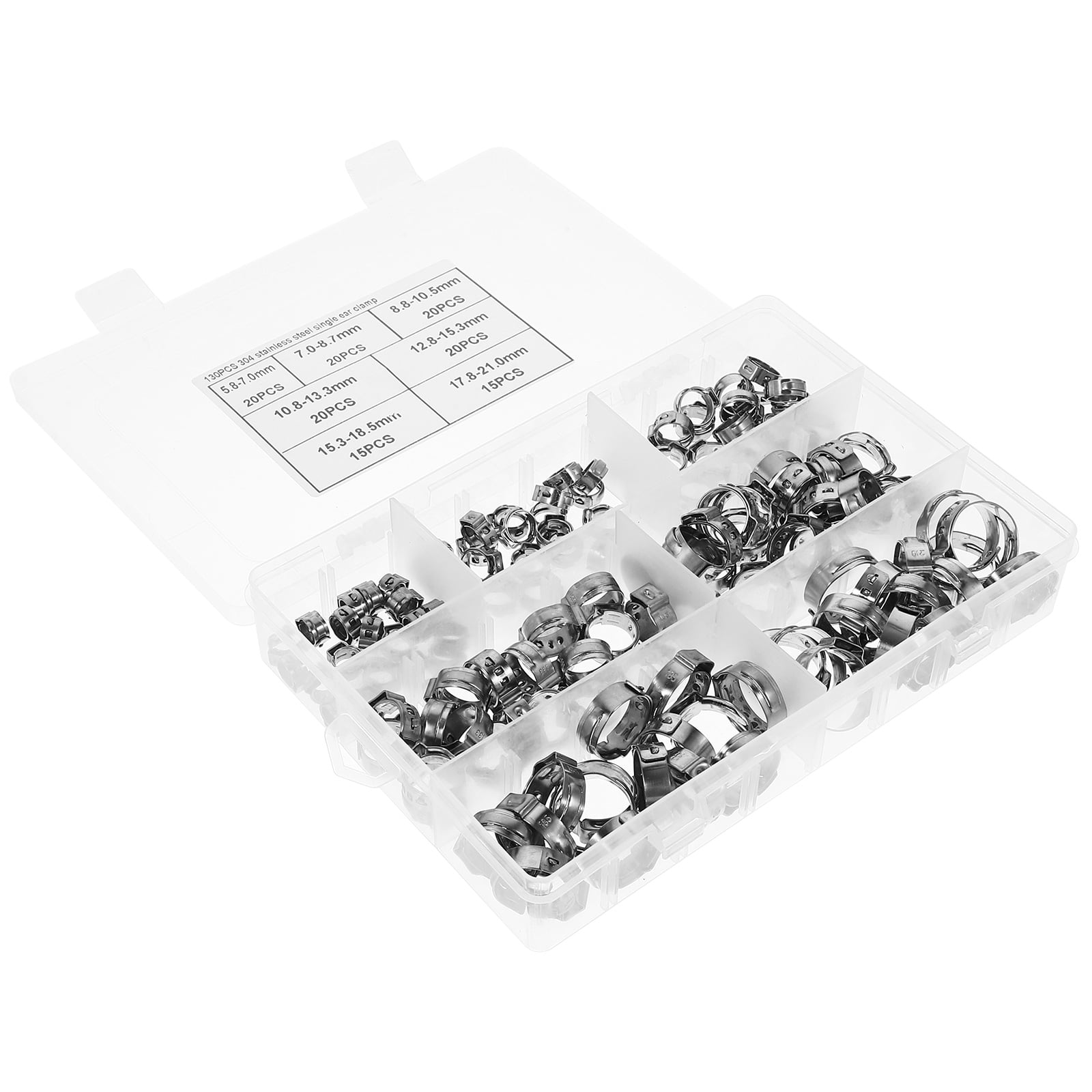 1 Set Stainless Steel Hose Clamp Hose Fastener Assorted Single Ear Pipe ...